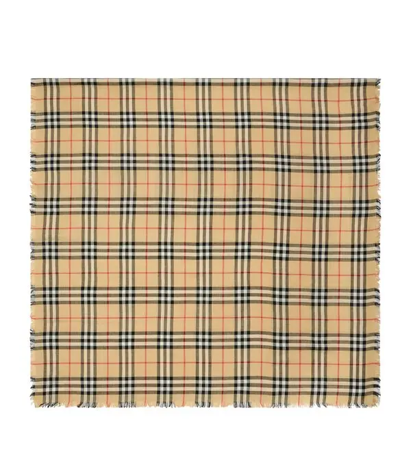 Burberry Cashmere-silk Check Scarf - Beige