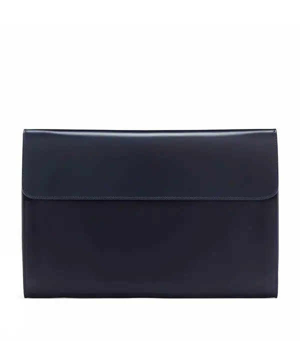 SWAINE Leather Eton Document Holder - Navy