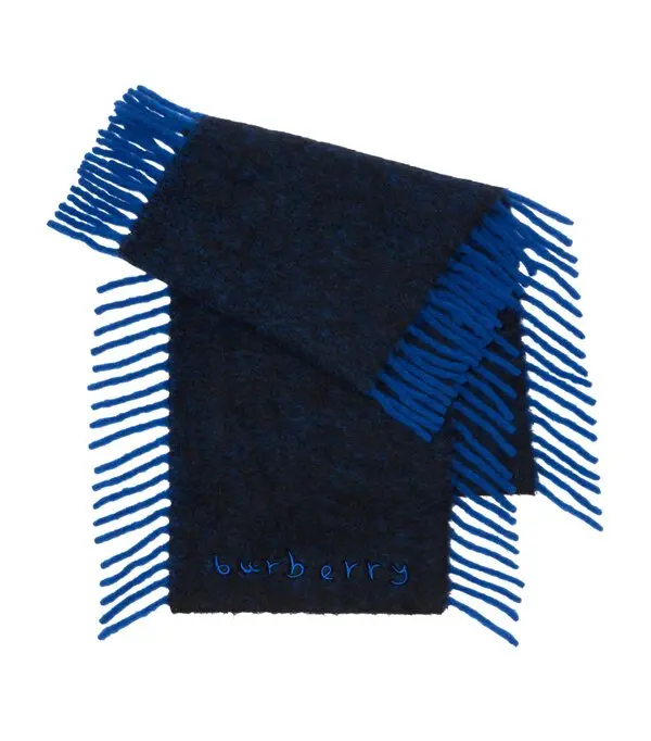 Burberry Alpaca Wool-blend Happy Scarf - Blue