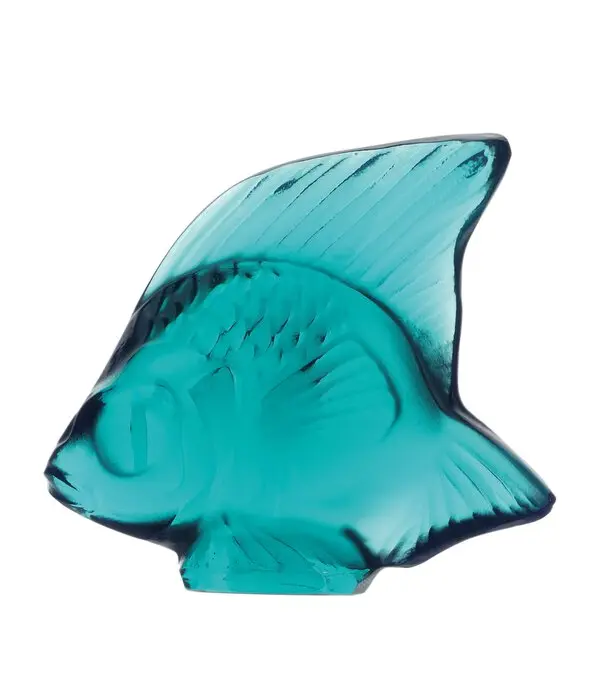 Lalique Crystal Fish Sculpture - Blue