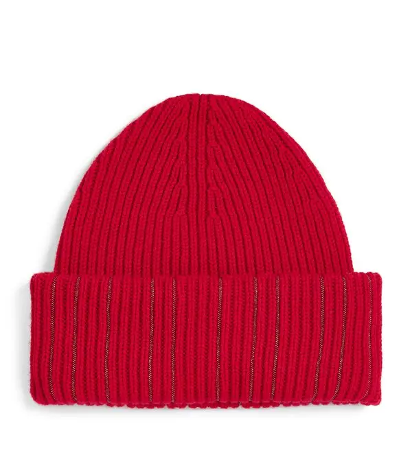 Fabiana Filippi Wool-silk Sparkling Ribbed Beanie - Red