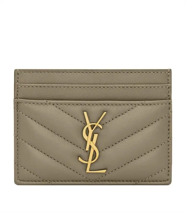 Saint Laurent Lambskin Cassandre Card Holder - Green