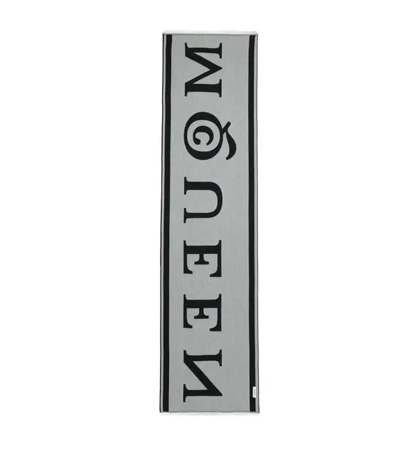 Alexander McQueen Wool Reversible Logo Scarf - Black