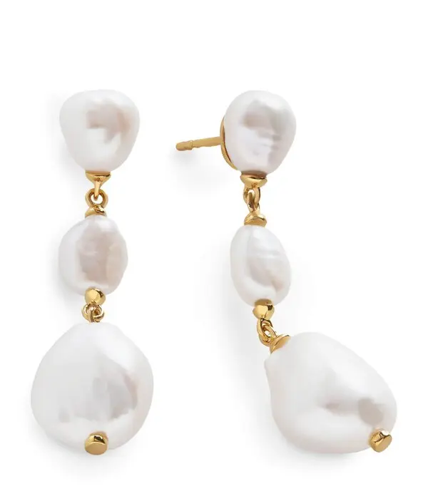 Monica Vinader Vermeil And Pearl Nura Drop Earrings - Gold
