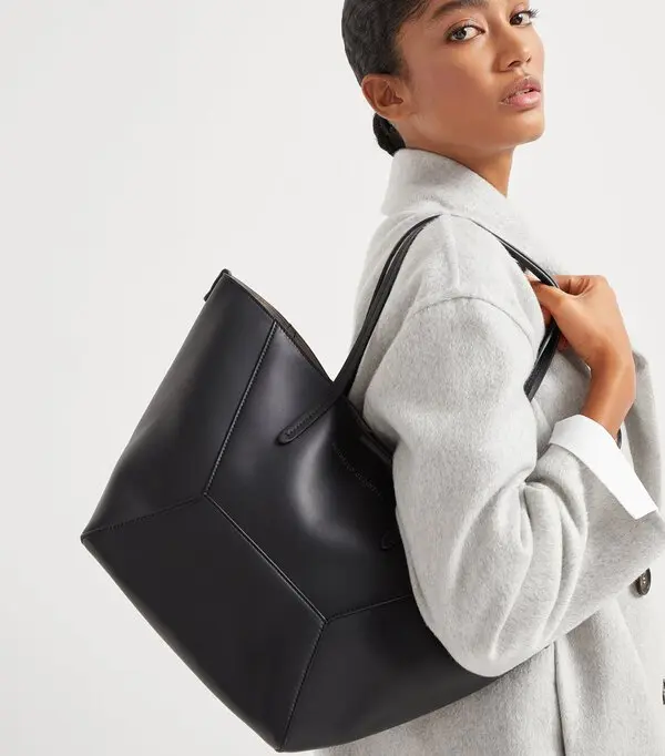 Brunello Cucinelli Small Calfskin Bc Duo Tote Bag - Black