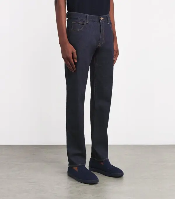 Giorgio Armani Stretch-cotton Straight Jeans - Blue