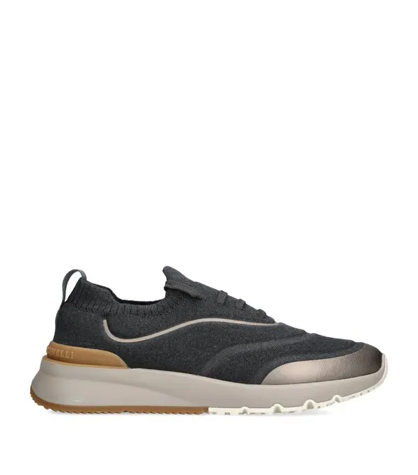 Brunello Cucinelli Knitted Runner Sneakers - Navy