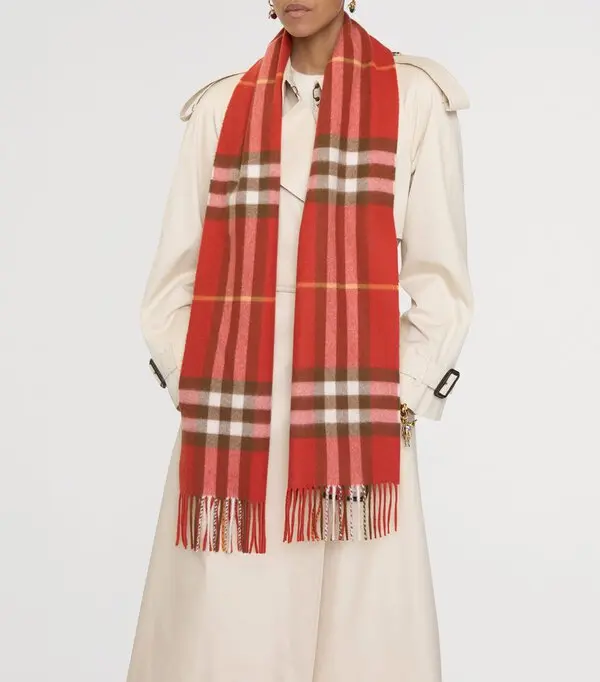 Burberry Cashmere Check Scarf - Red