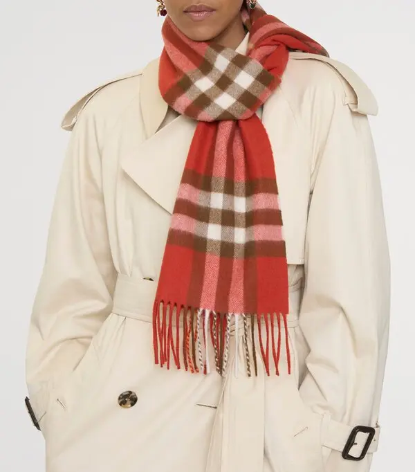 Burberry Cashmere Check Scarf - Red