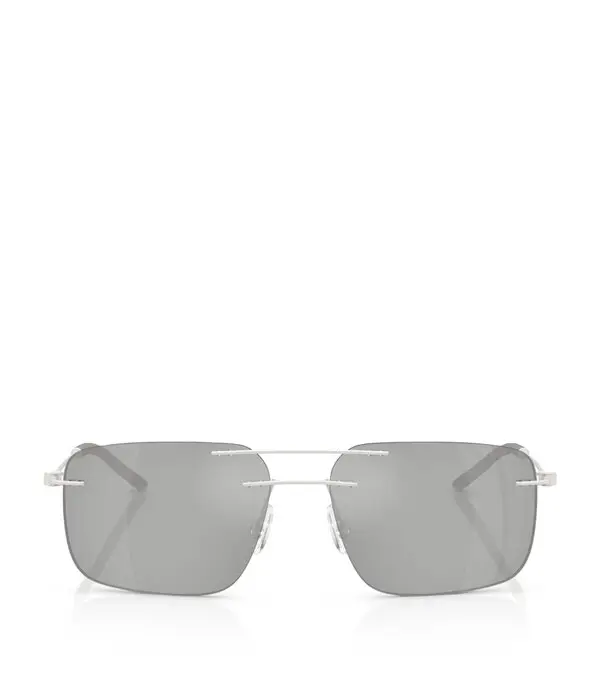 Moncler Steel Rimless Sunglasses - Silver