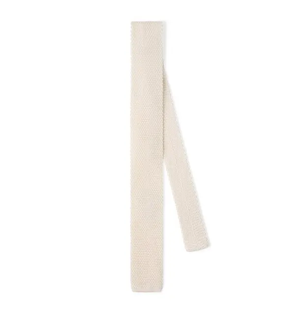 Brunello Cucinelli Knitted Silk Tie - White