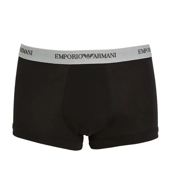 Emporio Armani Stretch-cotton Trunks - Black