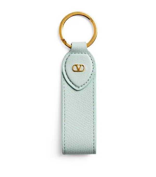 Valentino Garavani Leather Vlogo Keychain - Grey
