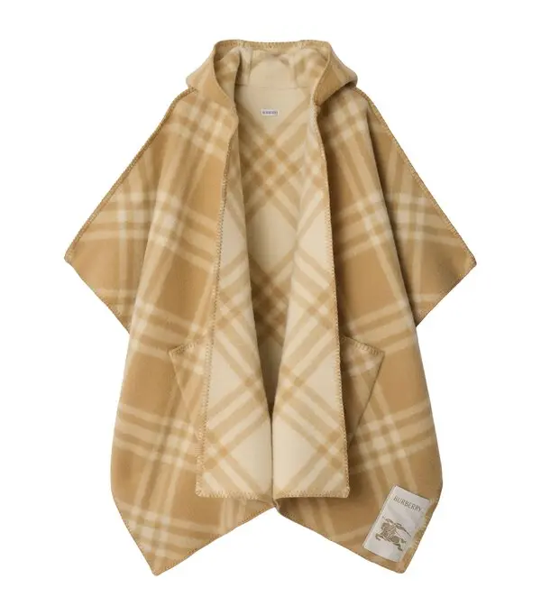 Burberry Wool Reversible Check Cape - Beige