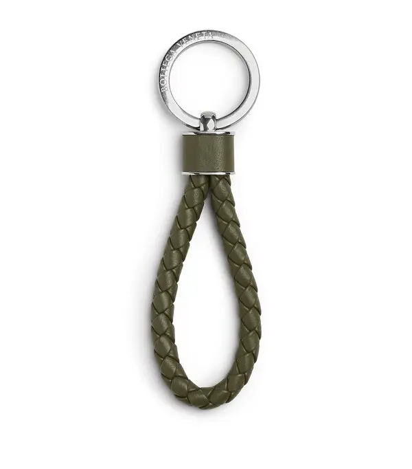 Bottega Veneta Leather Intreccio Keyring - Green