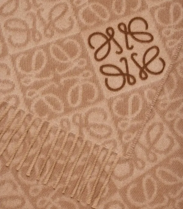 Loewe Wool-cashmere Anagram Scarf - Brown
