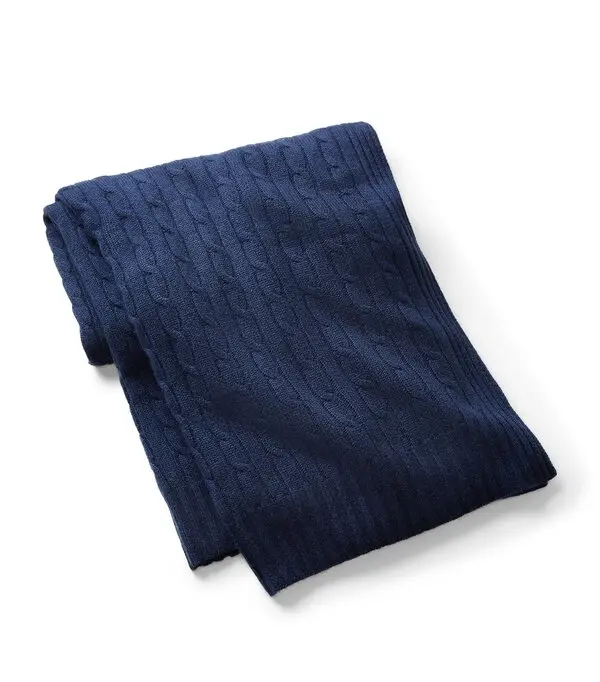 Ralph Lauren Cashmere Cable-knit Throw - Navy