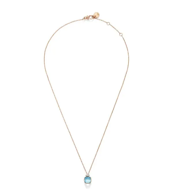 Pomellato Mixed Gold, Blue Topaz And Diamond Nudo Necklace - Rose Gold