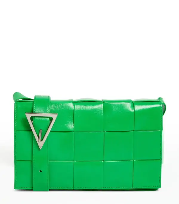 Bottega Veneta Leather Intreccio Cassette Cross-body Bag - Green