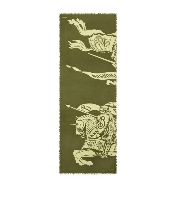 Burberry Wool Wide Ekd Scarf - Green