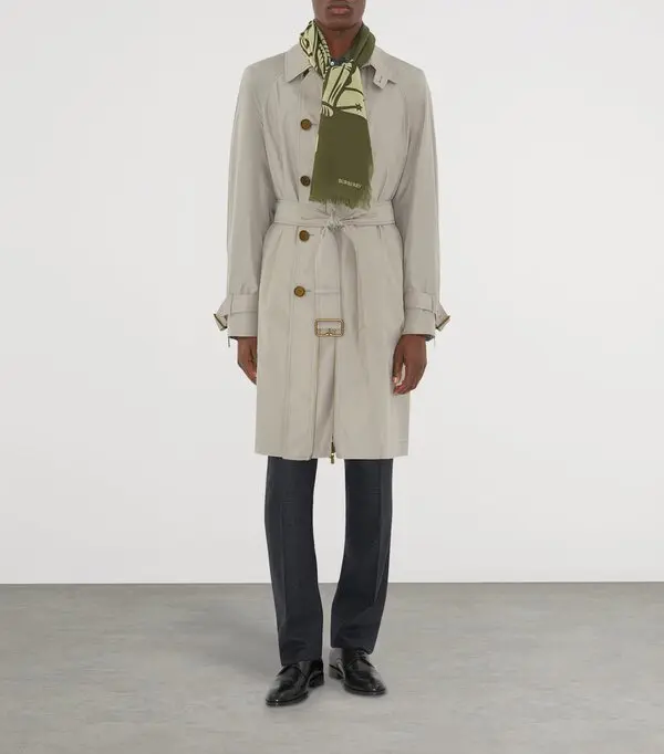 Burberry Wool Wide Ekd Scarf - Green