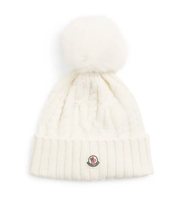 Moncler Virgin Wool-cashmere Pom-pom Beanie - White