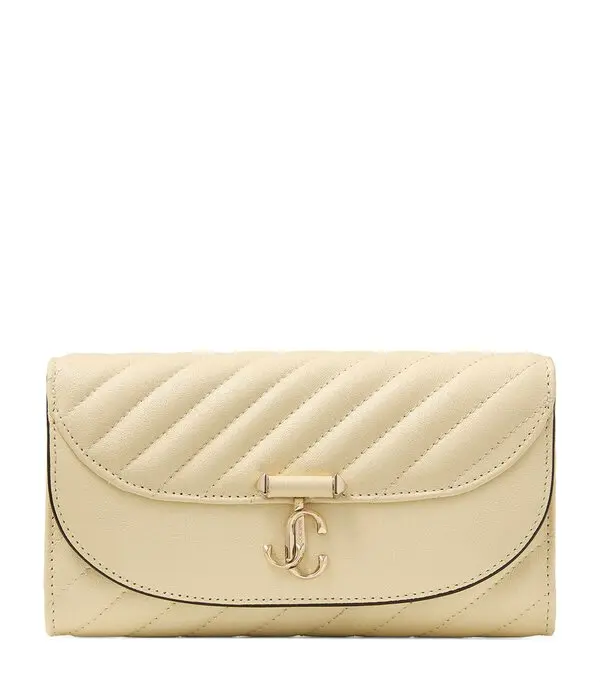 JIMMY CHOO Leather Curve Chain Wallet - Beige