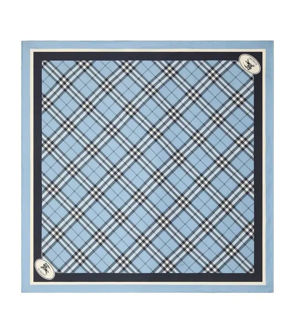 Burberry Silk Check Scarf - Blue