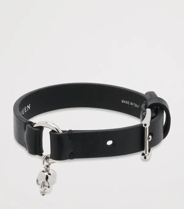 Alexander McQueen Leather Skull Bracelet - Black