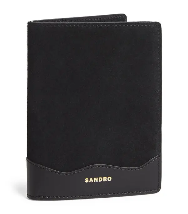 Sandro Suede Jet Lag Passport Holder - Black