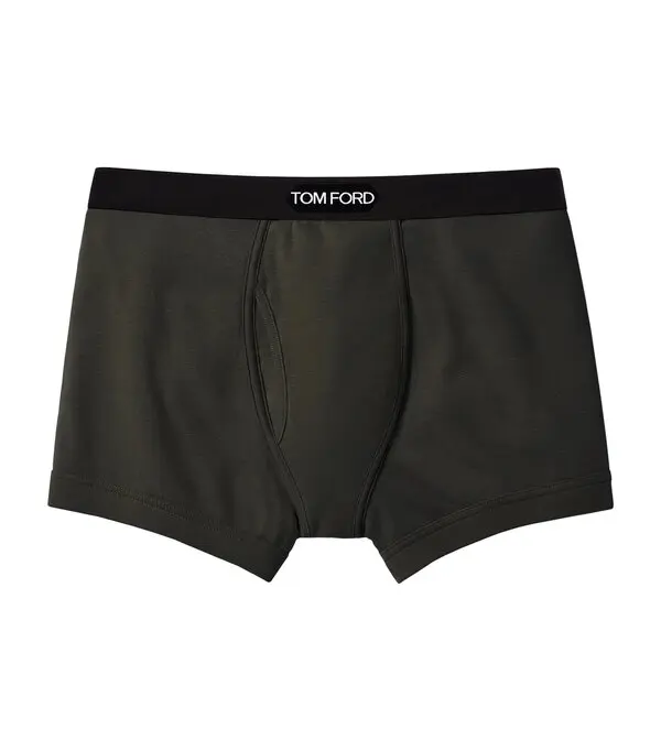 TOM FORD Stretch-cotton Logo Boxers - Green