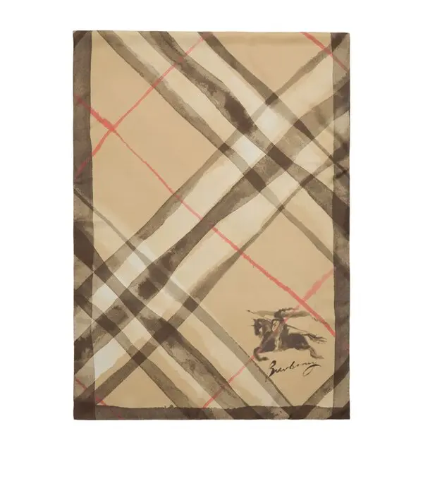 Burberry Silk Watercolour Check Scarf - Beige