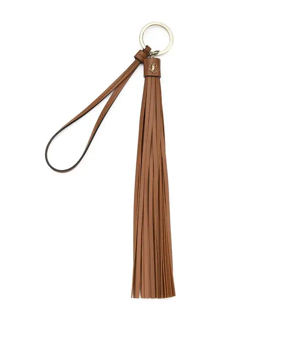 JIMMY CHOO Tassel Leather Keyring Charm - Beige