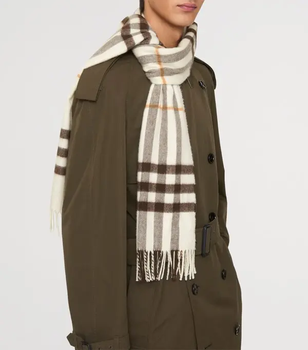 Burberry Cashmere Check Scarf - White