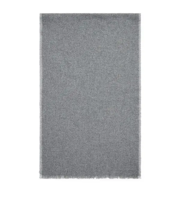 Brunello Cucinelli Cashmere Diagonal Scarf - Grey