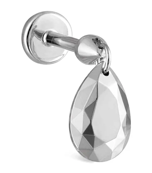 MARIA TASH Faceted Pear Threaded Charm Earring - White