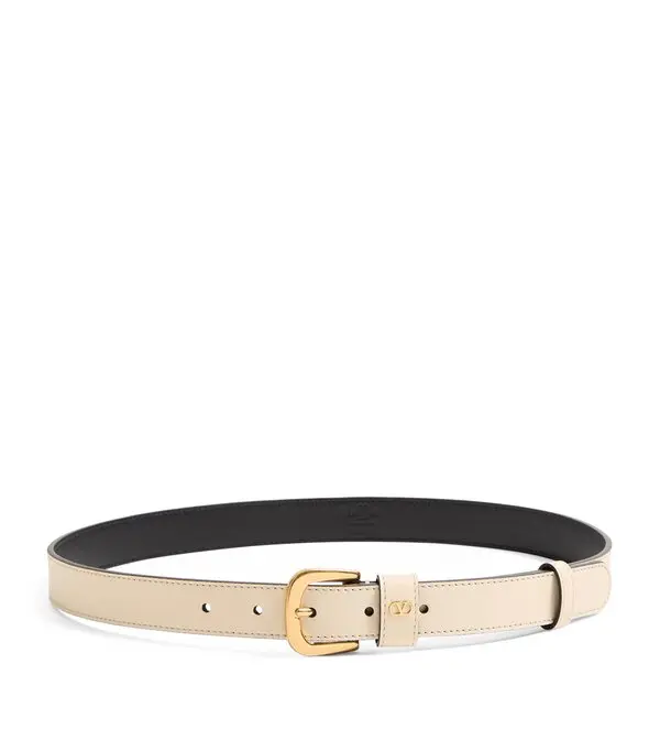 Valentino Garavani Leather Vlogo Signature Belt - Ivory