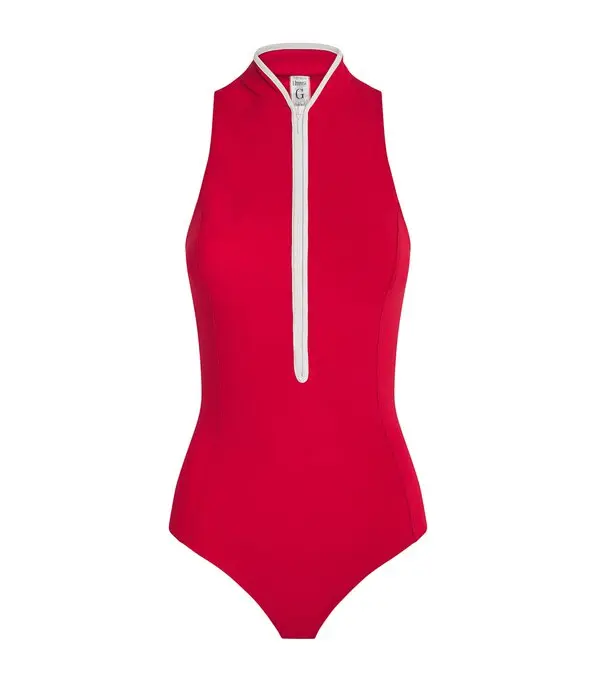 Hunza G Upf 50+ Half-zip Katya Swimsuit - Red