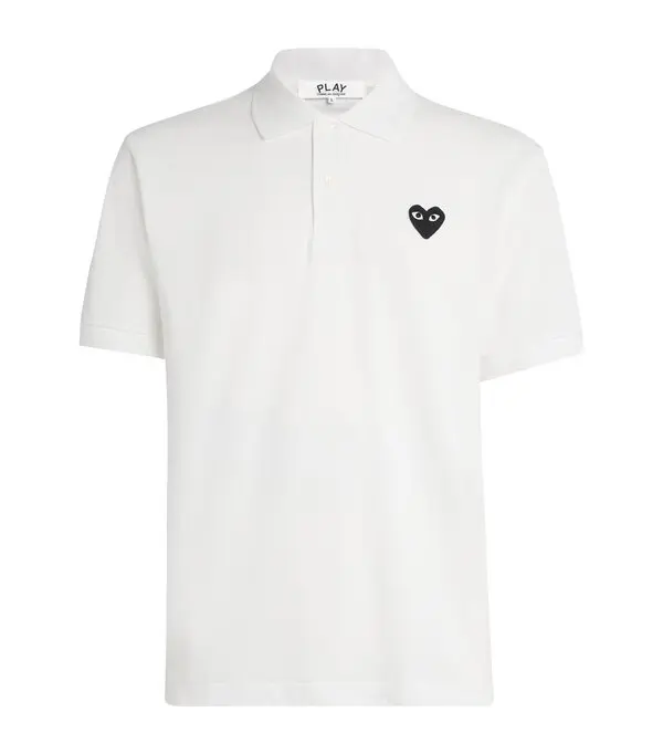 Play Comme Des Garcon Heart Logo Polo Shirt - White