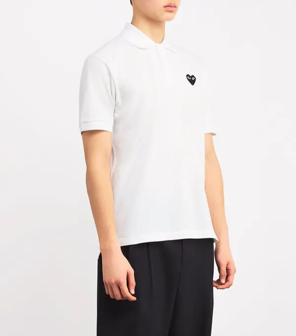 Play Comme Des Garcon Heart Logo Polo Shirt - White