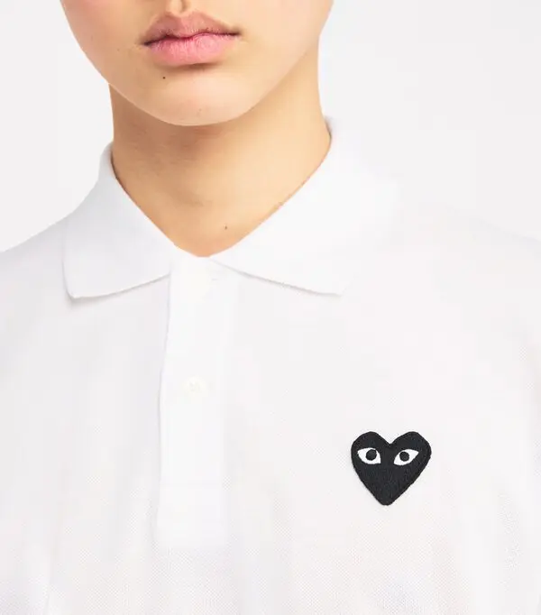 Play Comme Des Garcon Heart Logo Polo Shirt - White