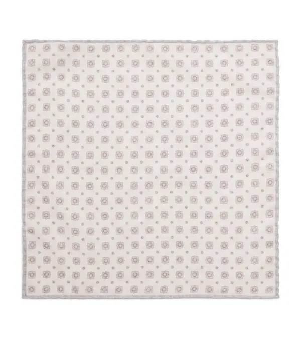 Eleventy Printed Pocket Square - White