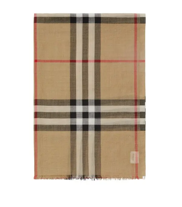Burberry Wool-silk Check Scarf - Beige