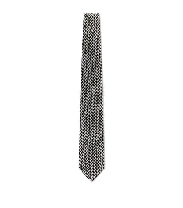 TOM FORD Silk Pied De Poule Tie - Silver