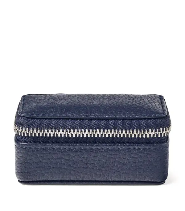 ASPINAL OF LONDON Small Leather Travel Jewellery Case - Blue
