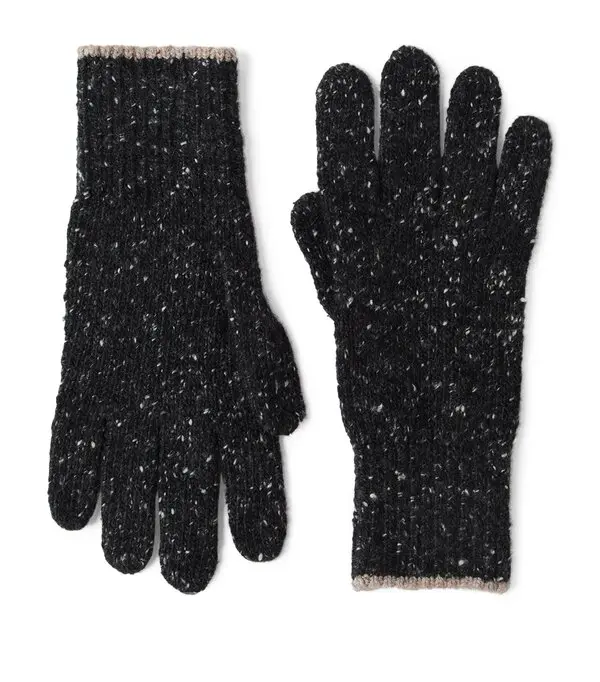 Brunello Cucinelli Cashmere Flecked Knitted Gloves - Black