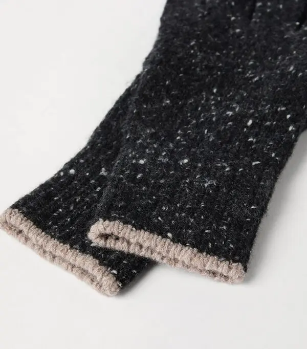 Brunello Cucinelli Cashmere Flecked Knitted Gloves - Black