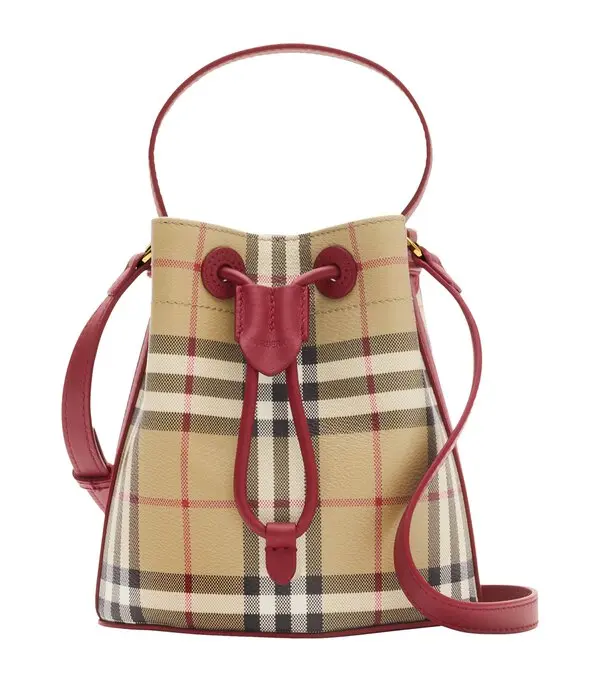Burberry Mini Check Bucket Bag - Burgundy