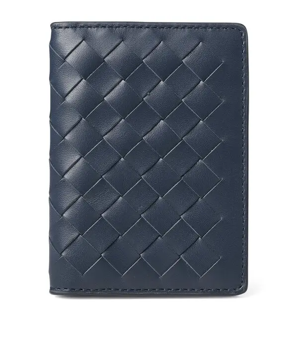 ASPINAL OF LONDON Woven Leather Card Case - Navy