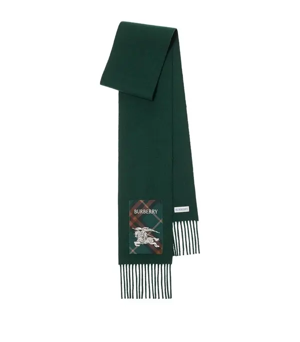 Burberry Cashmere Check Label Scarf - Green